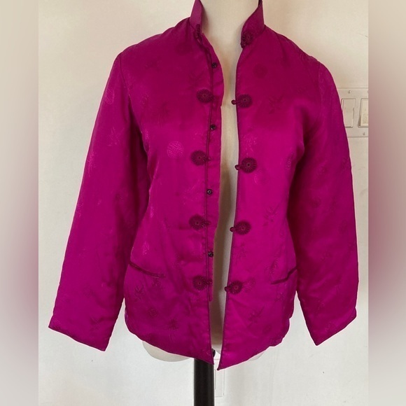plum blossom | Jackets & Coats | Vintage Fuchsia Plum Blossom Quilted ...